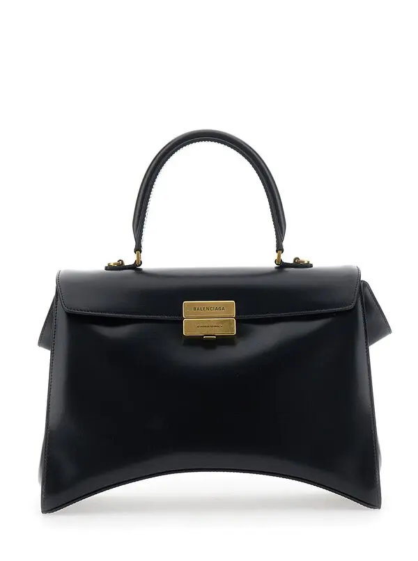 Balenciaga Shiny Box Leather Mini Top Handle Handbag - Black