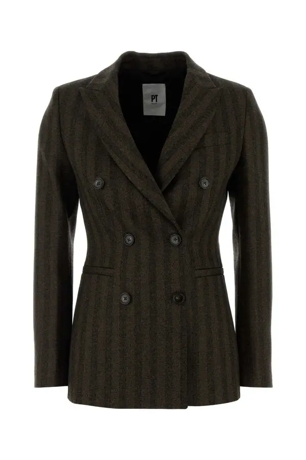 PT TORINO Embroidered Stretch Wool Blazer