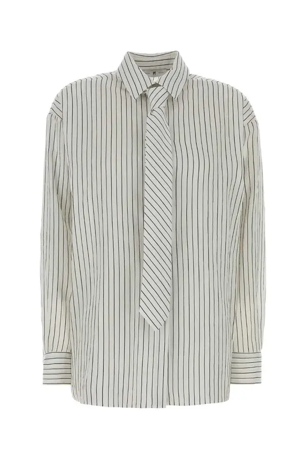 PT TORINO Embroidered Viscose-blend Striped Shirt