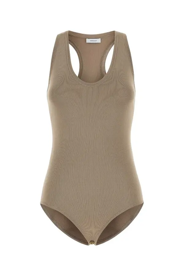 FERRAGAMO Dove Stretch Viscose Blend Bodysuit - Grey