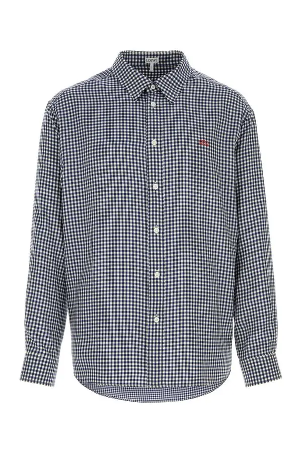Loewe Embroidered Silk Shirt - Checked