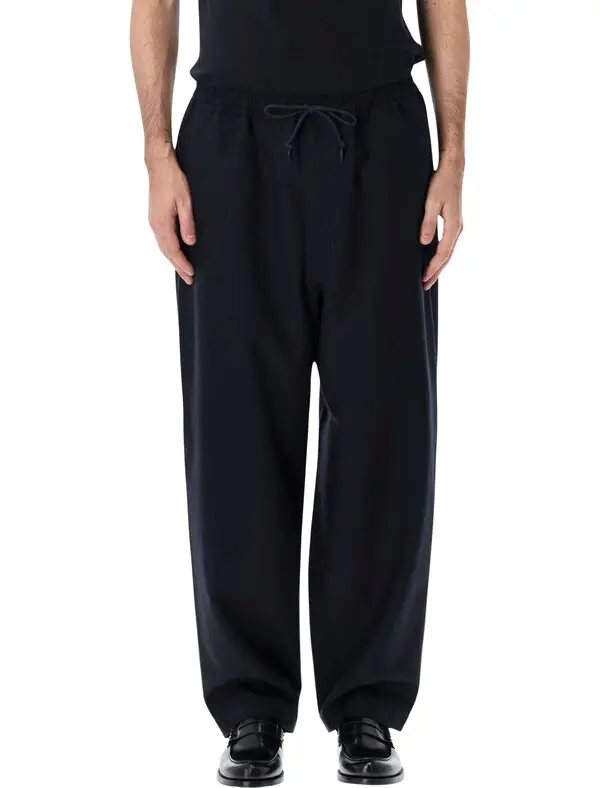 Comme Des Garçons Wool Drawstring Wide-leg Trousers - Blu