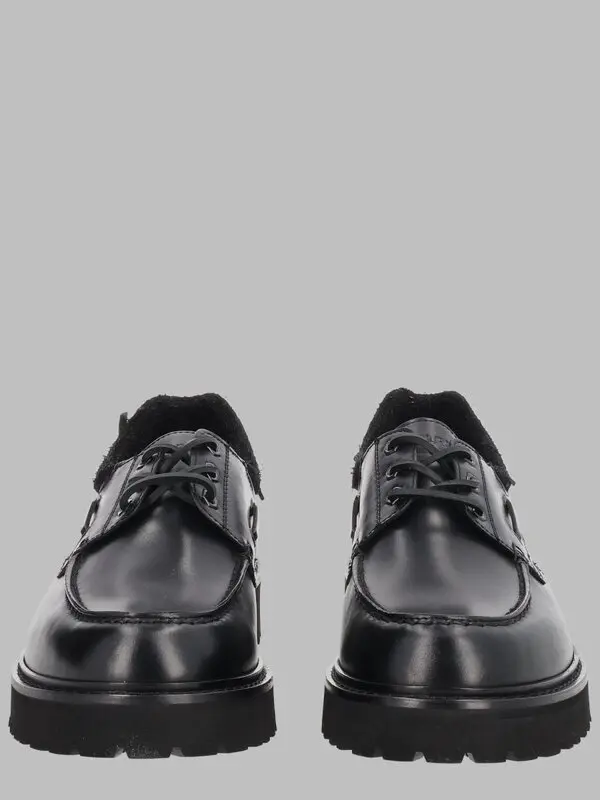 Woolrich Mini Penny Loafers In Blackened Leather