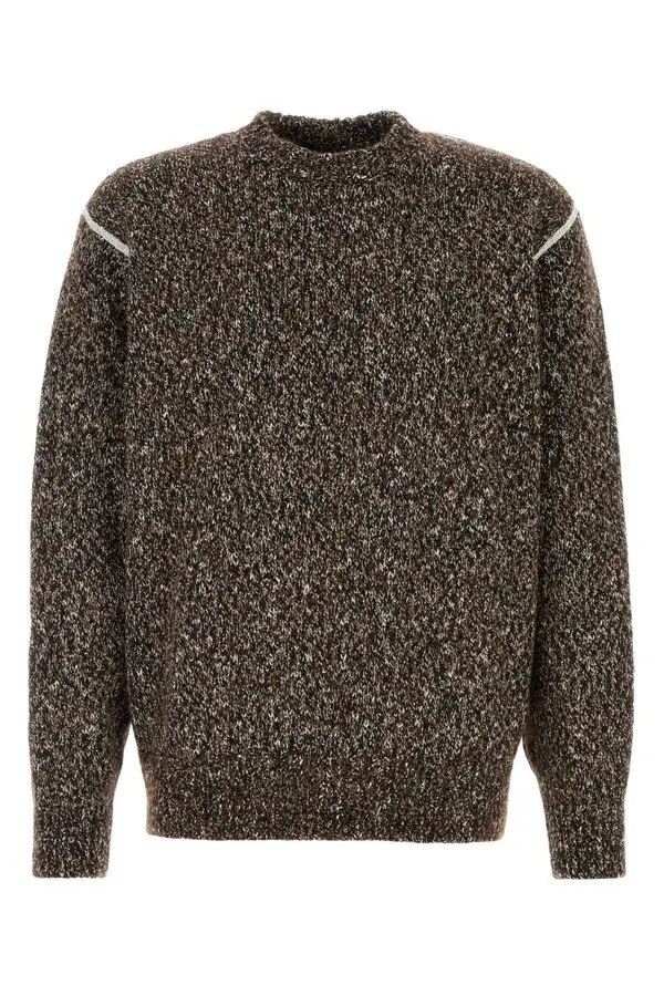 Herno Melange Wool-blend Sweater In Textured Knit For