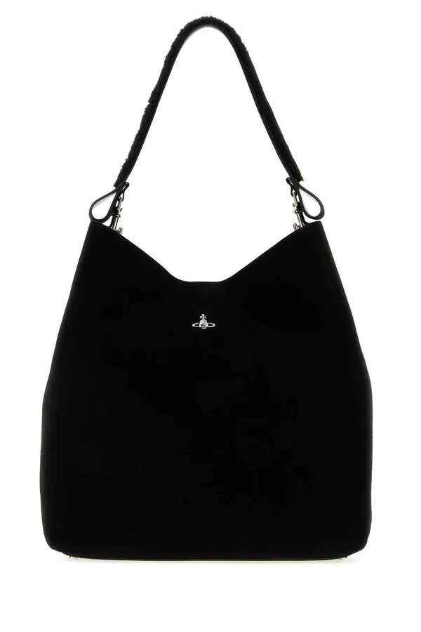 VIVIENNE WESTWOOD Lottie Shopping Handbag In Suede With Silver-tone Hardware