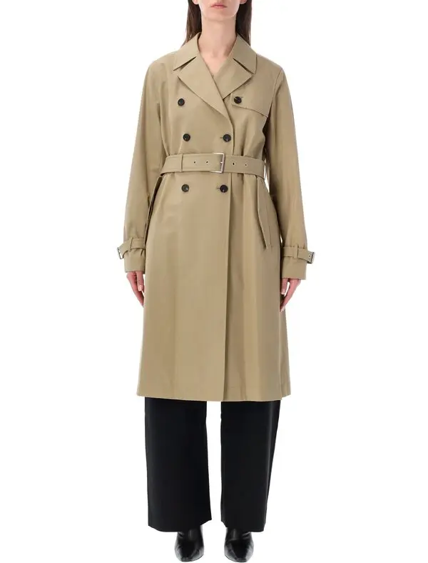 Fendi Cotton Gabardine Double-breasted Trench Jacket With Adjustable Waist Belt