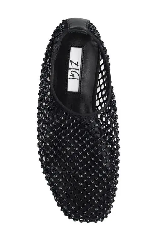 ZIGI Cray Rhinestone Mesh Flat - Black
