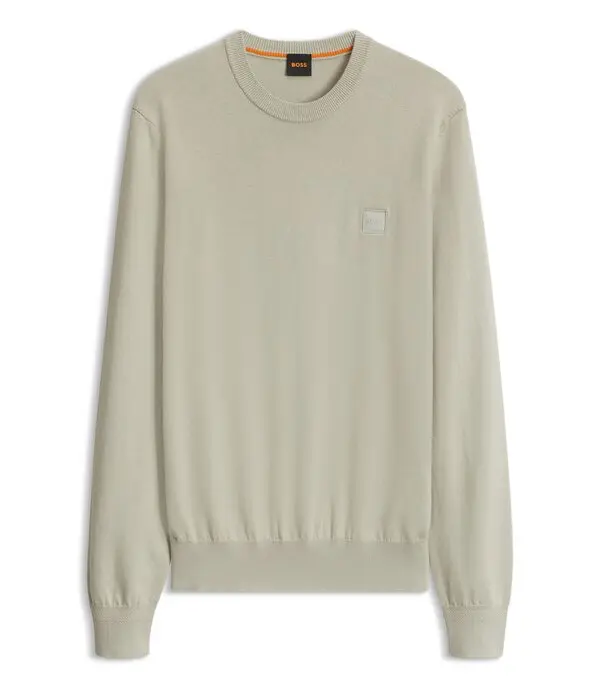 BOSS Cotton-blend Sweater With Logo Patch