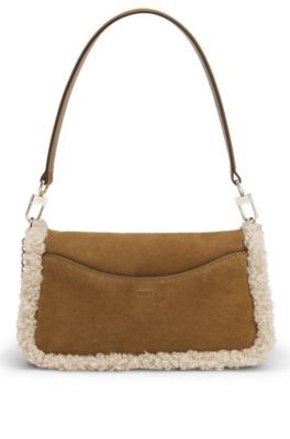 BOSS Shoulder Bag With Faux Fur Trim