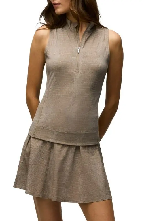 Greyson Halley Croc Embossed Quarter Zip Sleeveless Performance Top