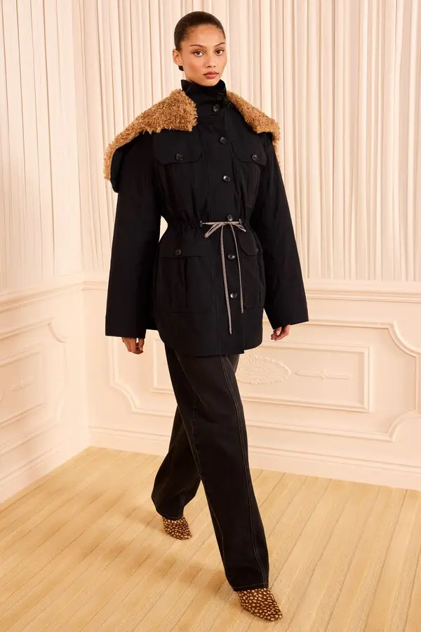 Ulla Johnson Milo Jacket With Fur Lined Hood - Noir