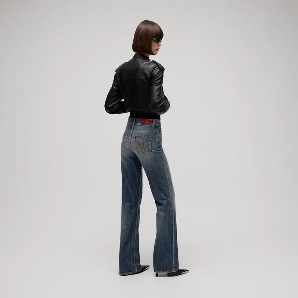 Gucci Cotton Denim Pants With Embroidery