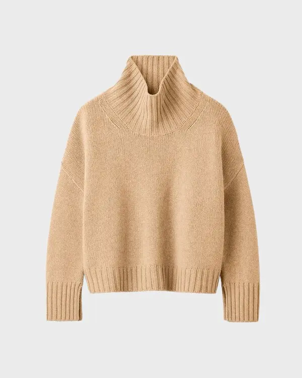 Soft Goat Sweater Girlfriend Turtleneck Cashmere - Camel