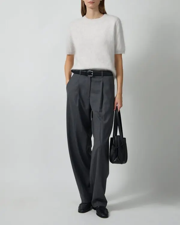 Soft Goat Sweater Brushed Short Sleeve Cashmere