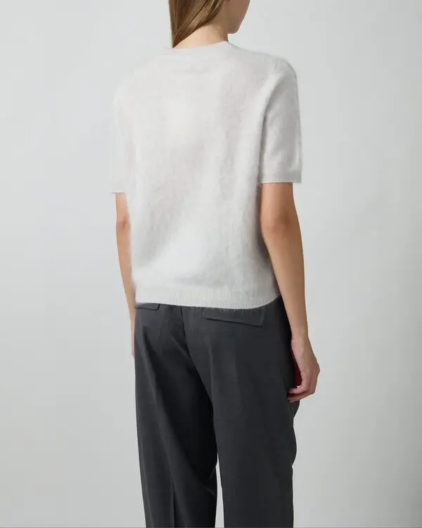 Soft Goat Sweater Brushed Short Sleeve Cashmere