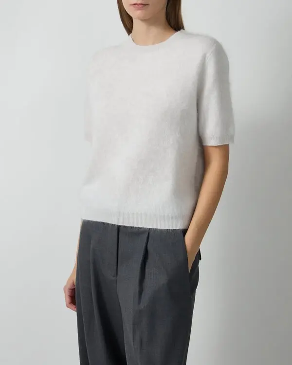 Soft Goat Sweater Brushed Short Sleeve Cashmere