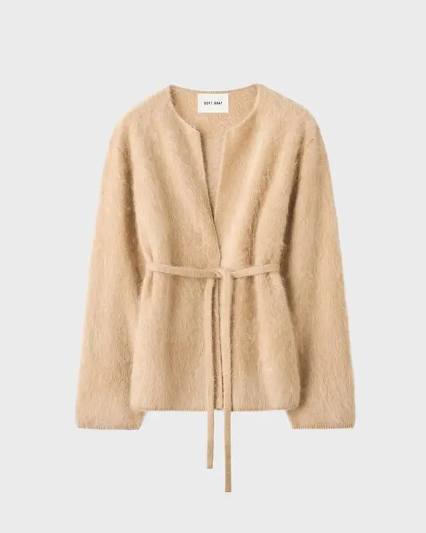 Soft Goat Cardigan Brushed Cashmere - Camel