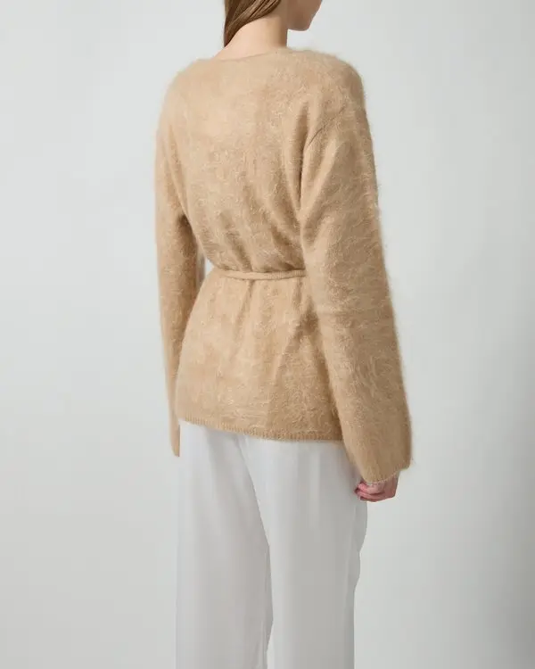 Soft Goat Cardigan Brushed Cashmere - Camel