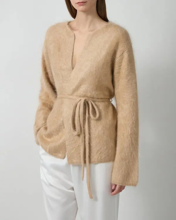 Soft Goat Cardigan Brushed Cashmere - Camel