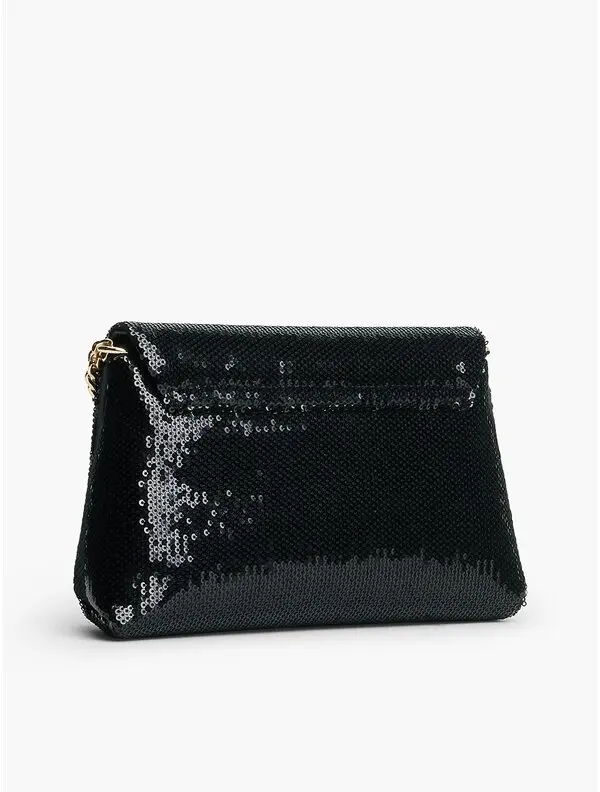 Tommy Hilfiger Monogram Sequined Flap Crossbody Bag