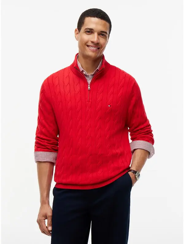 Tommy Hilfiger Cable Knit Quarter-zip Sweater