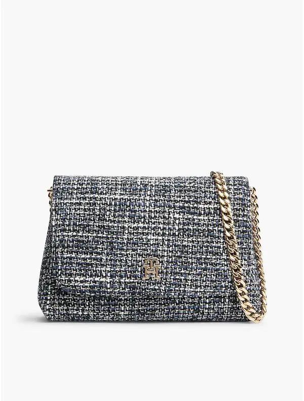 Tommy Hilfiger Monogram Tweed Flap Crossbody Bag