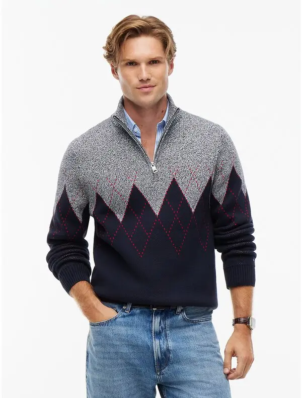 Tommy Hilfiger Argyle Quarter-zip Sweater