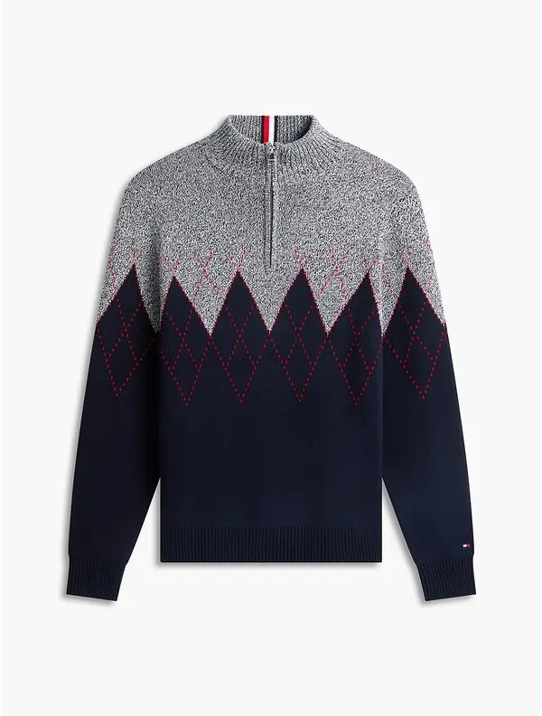 Tommy Hilfiger Argyle Quarter-zip Sweater