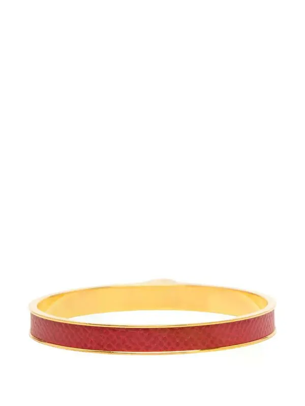 Hermès 1990-2000 Gold Plated Courchevel Kelly Cadena Lock Bangle Bracelet Costume Bracelet - Red