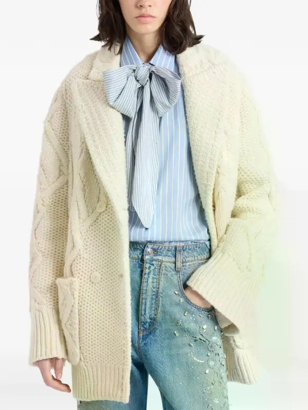 Ermanno Scervino Cable-knit Double-breasted Cardigan Coat