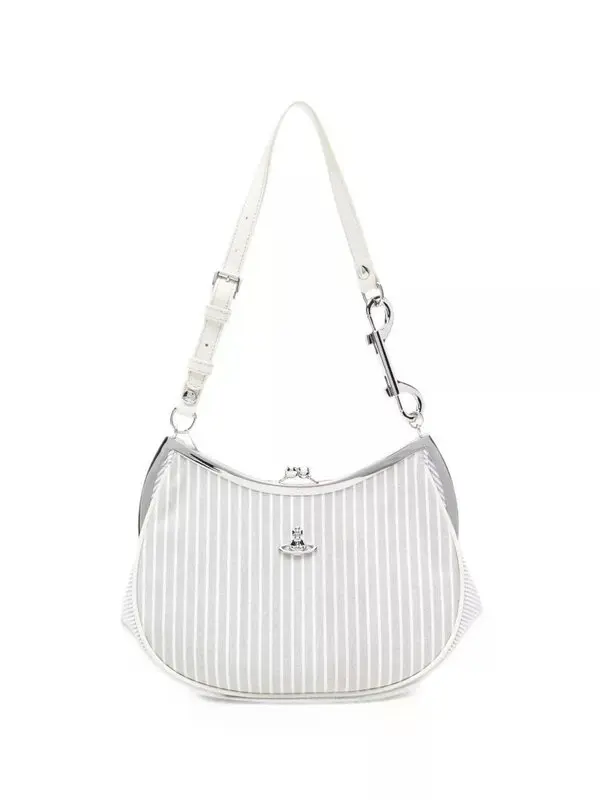 VIVIENNE WESTWOOD Orb-plaque Pinstripe-pattern Shoulder Bag