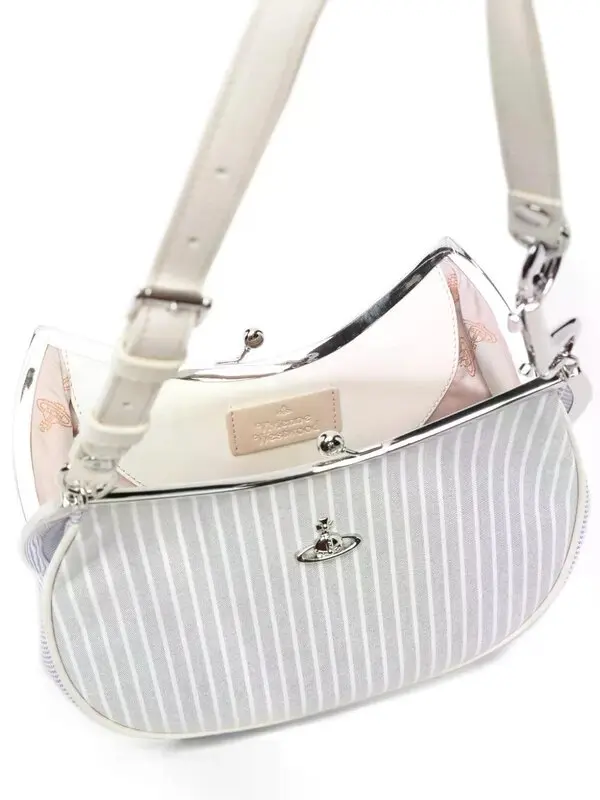 VIVIENNE WESTWOOD Orb-plaque Pinstripe-pattern Shoulder Bag