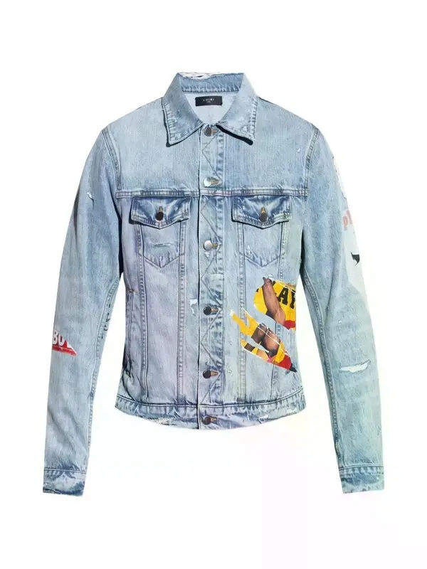 Amiri Patchwork Denim Jacket - Blue