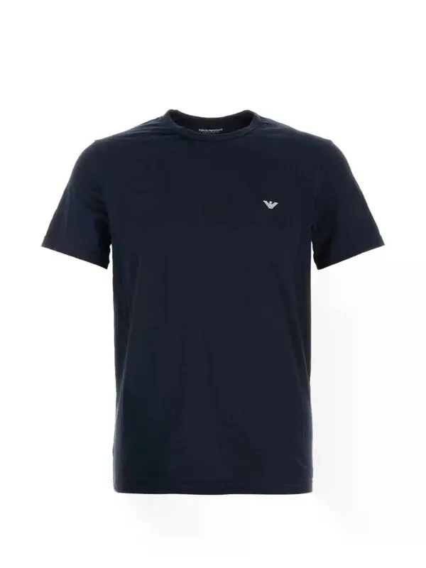 Emporio Armani Short Sleeve T-shirt In Stretch Cotton Essential - Blue