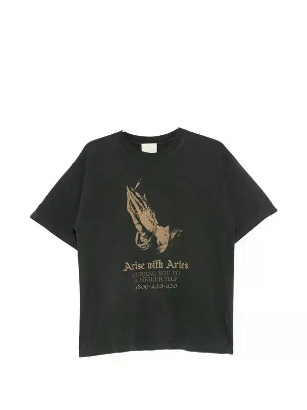 Aries Faded Arise With Ss T-shirt - Black