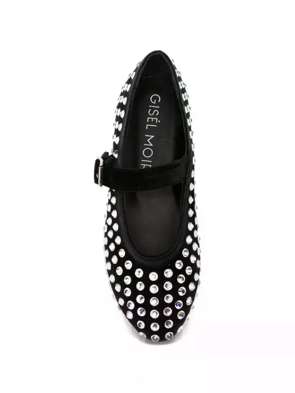 GISEL B Gold Crystal-embellished Ballet Flats
