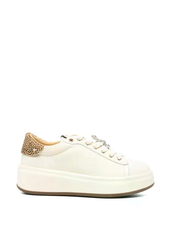 GIO+ Olivia146 Crystal-embellished Leather Sneakers - Neutrals