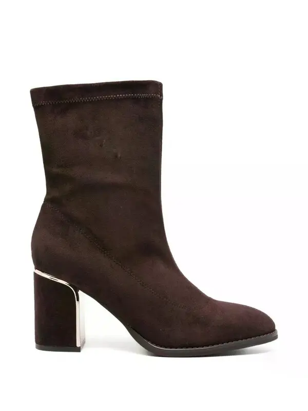 ALMA EN PENA Metallic-trim Block-heel Ankle Boots - Brown