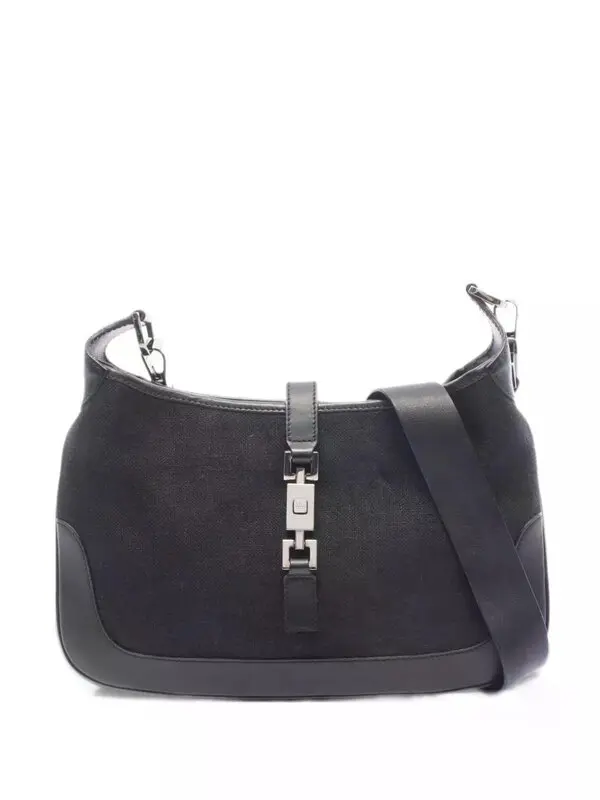 Gucci 2000s Jackie Canvas Shoulder Bag - Black