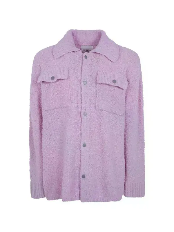 LANEUS Bouclé-knit Pocket-detail Shirt - Pink