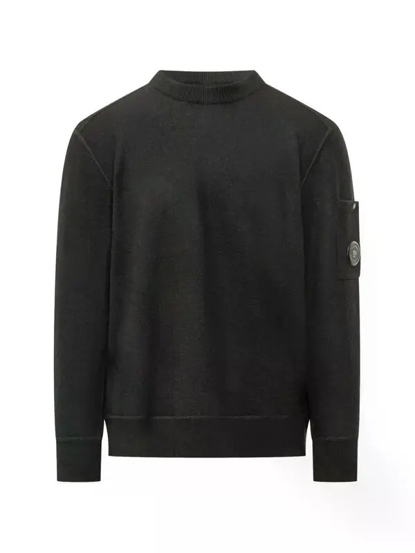 C.P. COMPANY Merino Wool Felted Lens Half Zip Sweater
