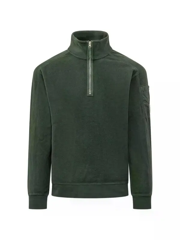 C.P. COMPANY Brushed Emerized Diagonal Fleece Half-zip Lens Sweatshirt