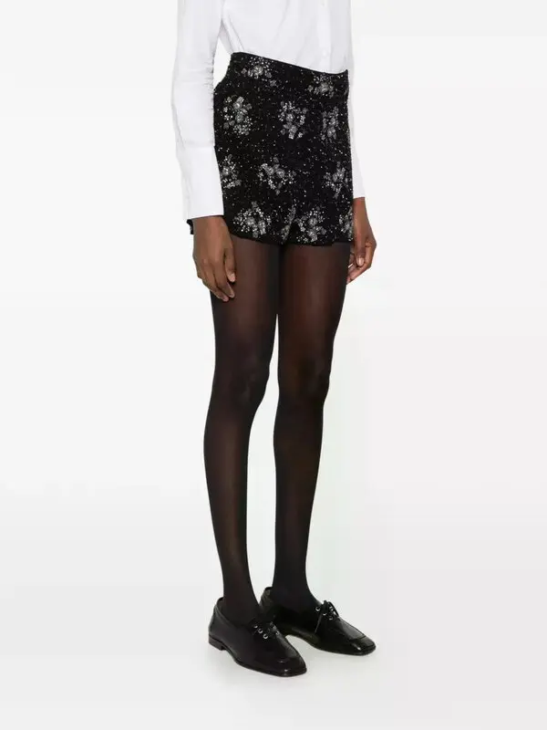 Antik Batik Sequin-embellished Floral-embroidered Shorts
