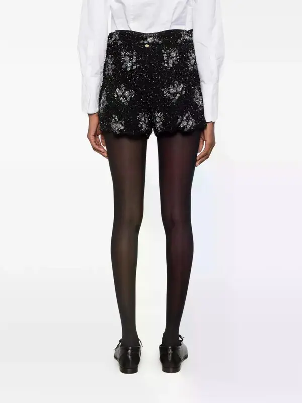Antik Batik Sequin-embellished Floral-embroidered Shorts