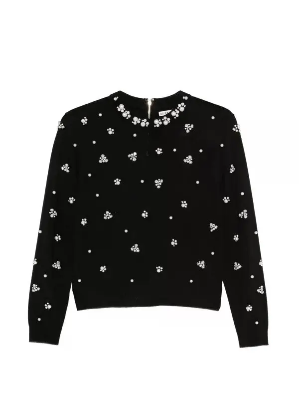 Alice + Olivia Faux-pearl Embellished Sweater - Black
