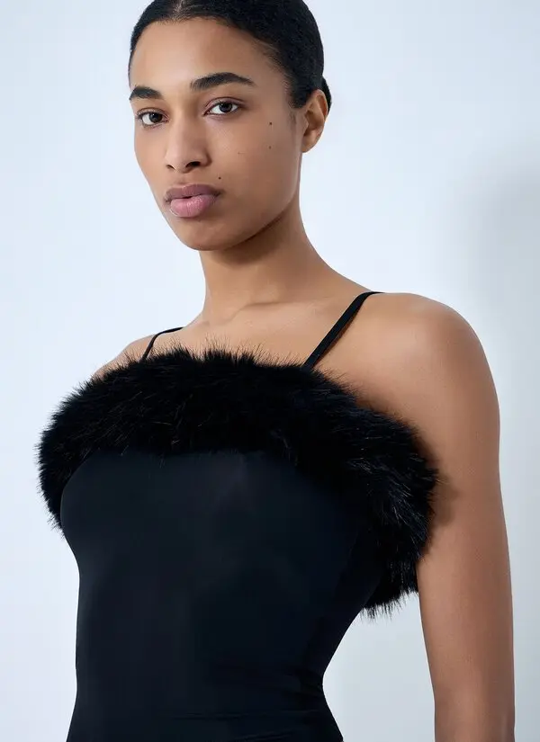 Balenciaga Faux Fur Strap Top