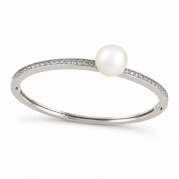 NINEMOO Lueur Rosée Éclat Pearl Bangle - Silver