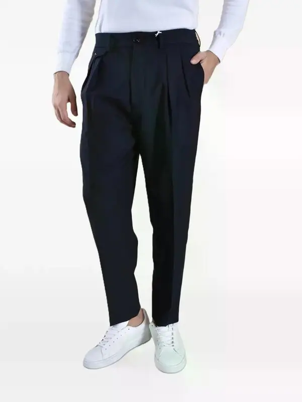 BE ABLE Pleated Tapered-leg Trousers - Blue
