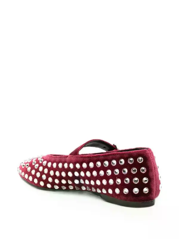 GISEL B Gold Crystal-embellished Buckle-fastening Ballet Flats - Red