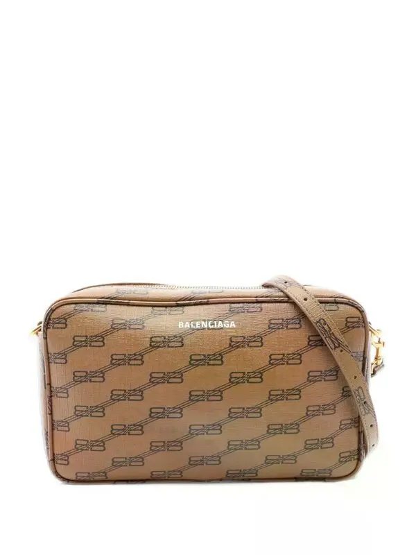 Balenciaga 2010s Medium Bb Monogram Crossbody Bag - Brown